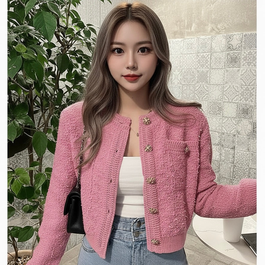 Buy Elena Cropped Button Down Cardigan Online on Miss Mosa