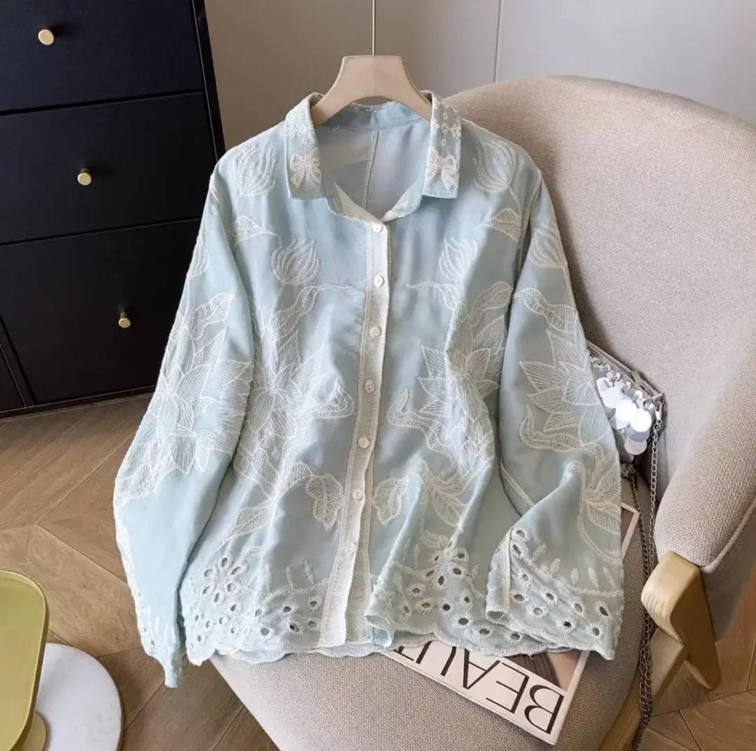 Buy Deli Premium Embroidered Cotton Shirts In Blue Online in India on ...
