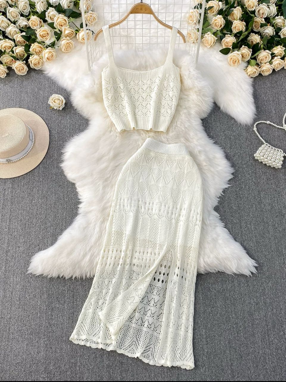 Buy Esme Crochet Coord Set In Beige for Women Online in India | Miss Mosa